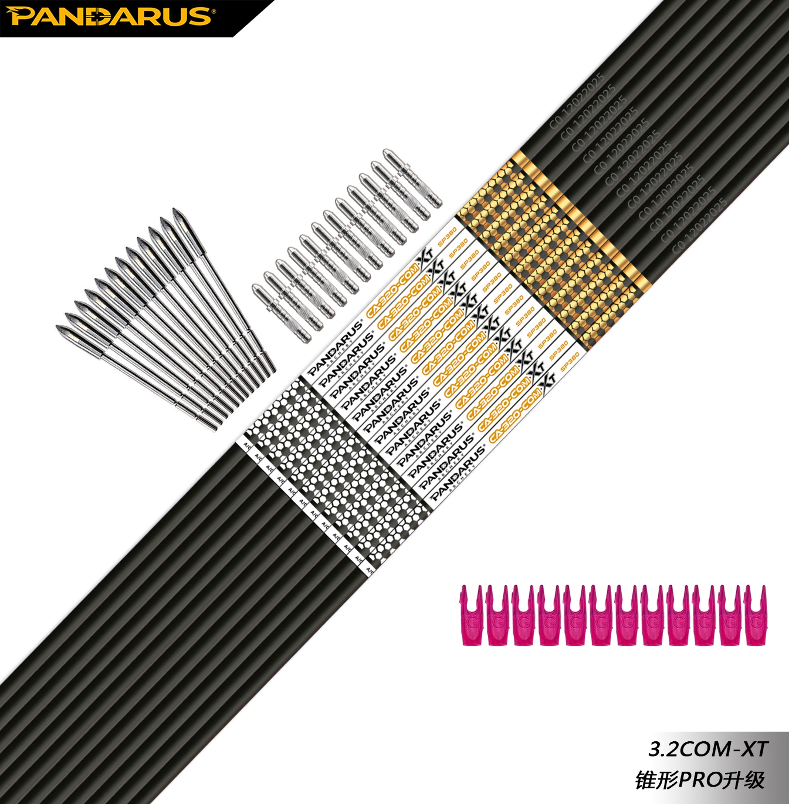 PANDARUS - CA320 COM-XT Arrows (12 arrows per pack) - for Compound Bow ...